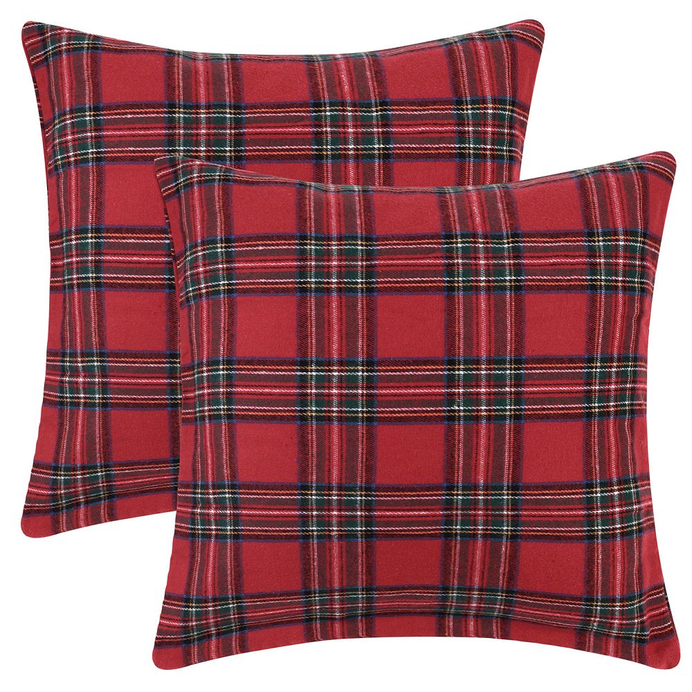 Pack Of 2 Festive Plaid Decorative Throw Pillow Covers Scottish Tartan ...