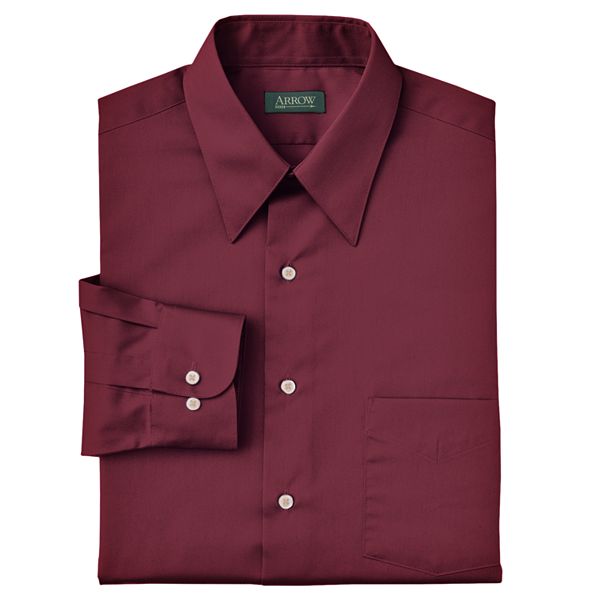 Arrow Classic-Fit Solid Sateen Point-Collar Dress Shirt - Men