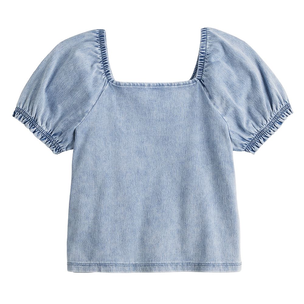 Girls 6-20 SO® Short Sleeve Square Neck Top in Regular & Plus
