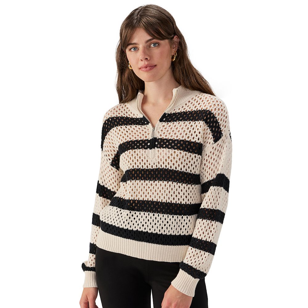 Women's Modern Supply By Sanctuary Half-Zip Sporty Open Work Sweater