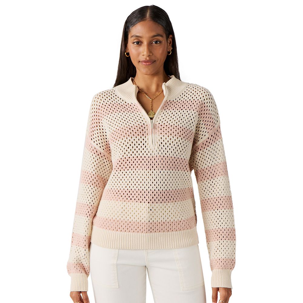 Women's Modern Supply By Sanctuary Half-Zip Sporty Open Work Sweater