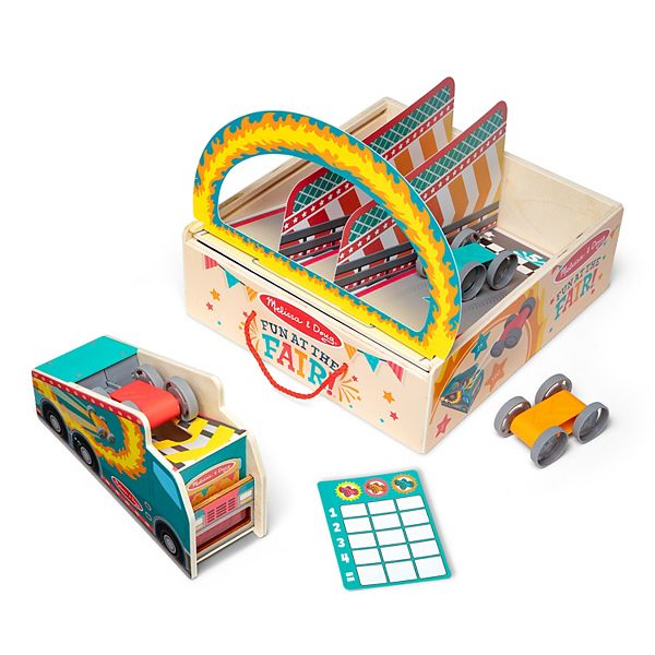 Melissa & Doug Fun at the Fair! Wooden Ring of Fire Stunt Jumper Cars Game