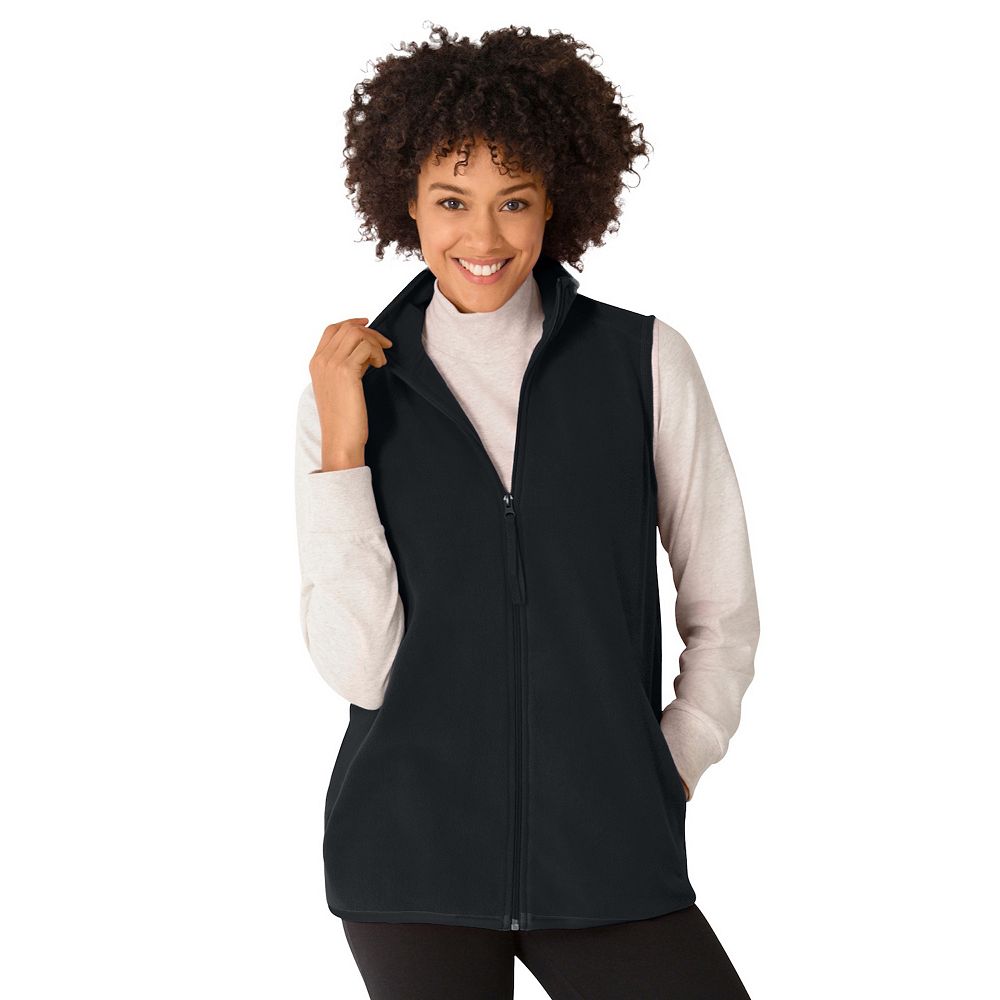 Woman Within Plus Size Zip-Front Microfleece Vest