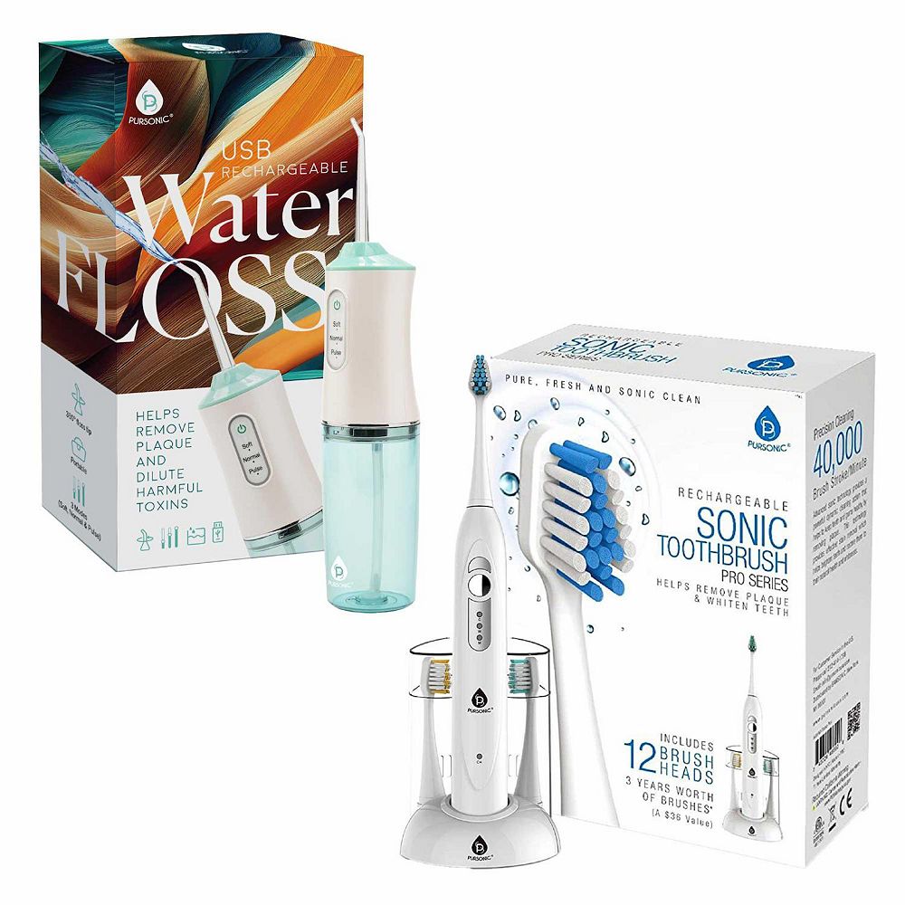 Pursonic Rechargeable Toothbrush & Water Flosser Duo With Multi Year Supply