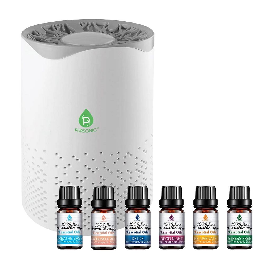Pursonic Air Purifier with 6-Pack Premium Essential Oils Collection