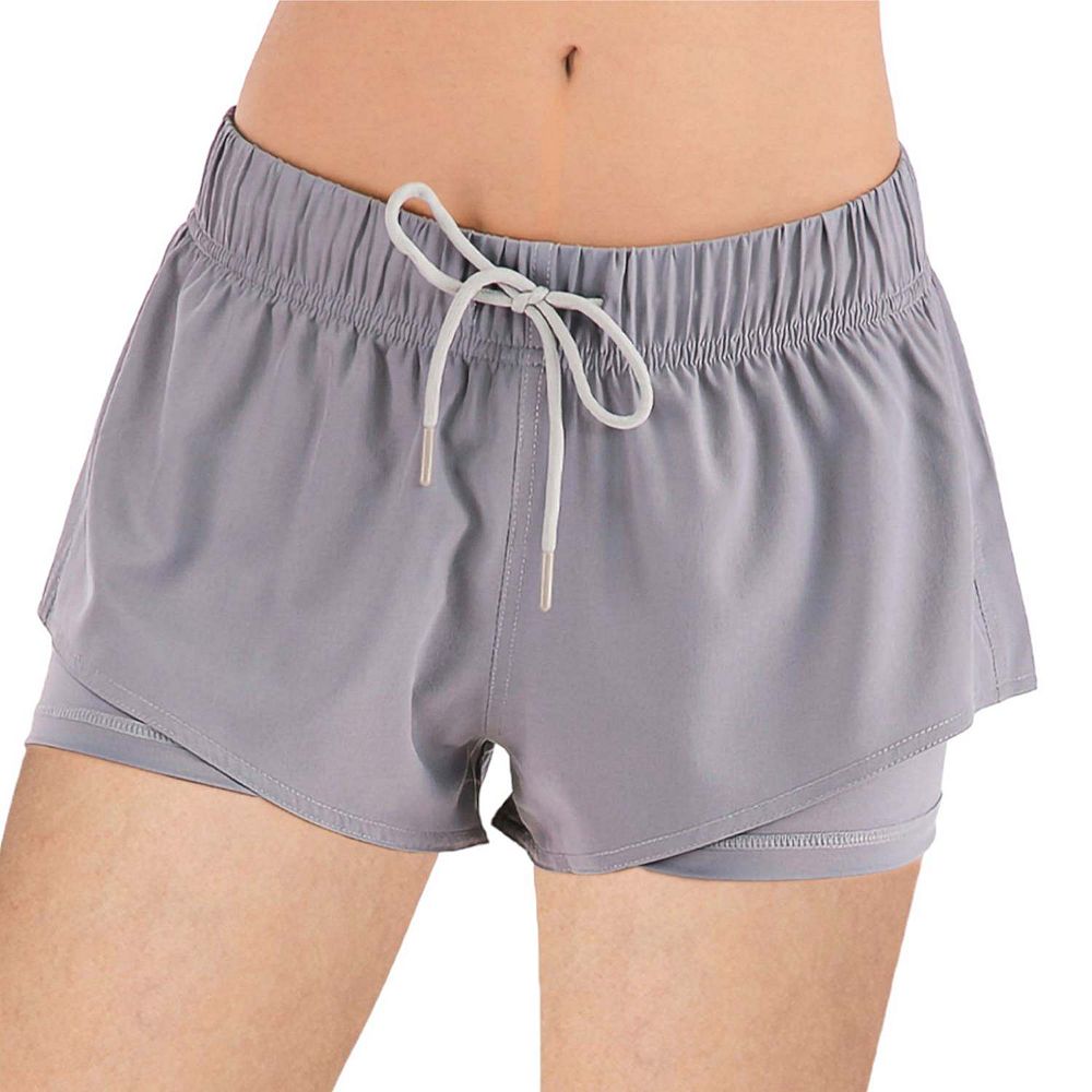 Women's Yoga Running Shorts Sport Fitness Elastic Double Layer With ...