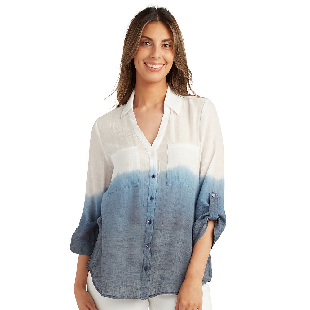 Women's AB Studio Dip Dye Collared Shirt