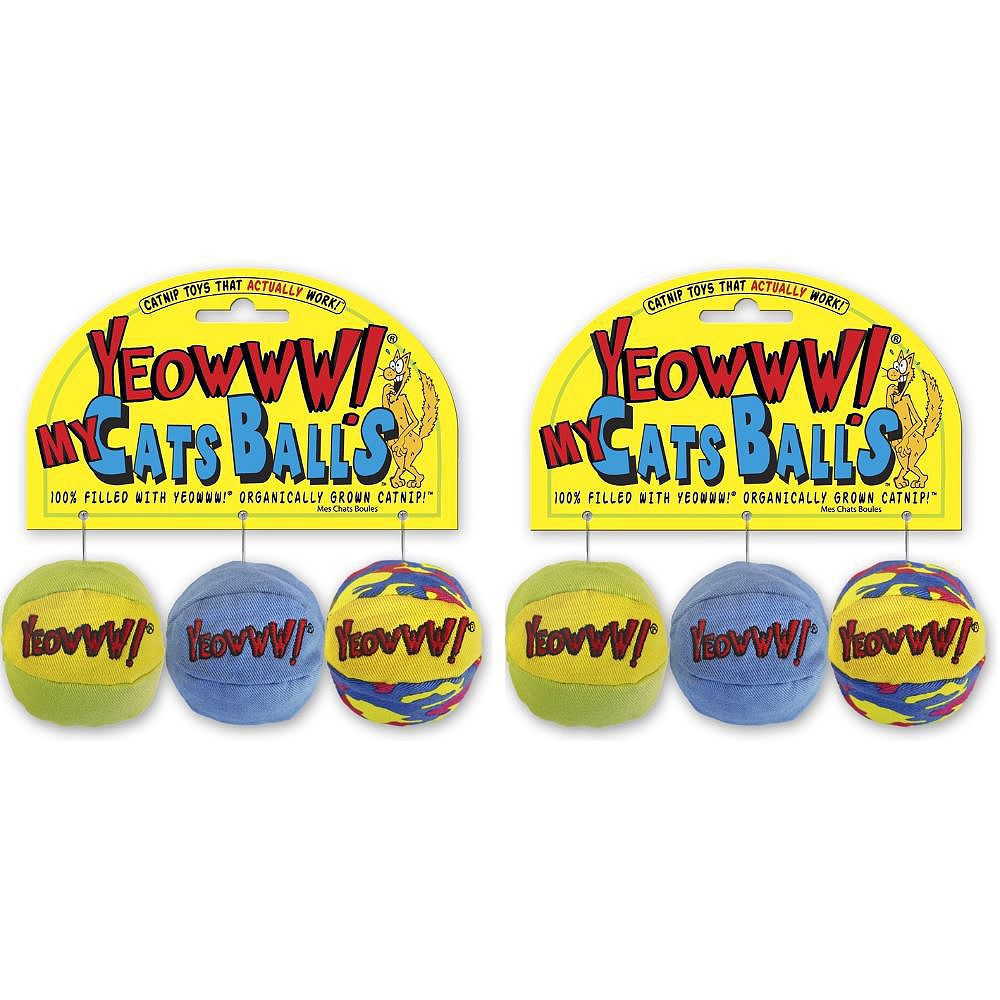 Yeowww My Cats Balls, 2 Packs With 3 Balls Per Pack