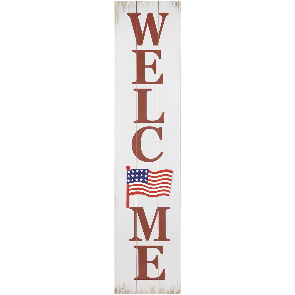 Northlight 36" Welcome USA Flag Americana Wooden Porch Board Sign ...