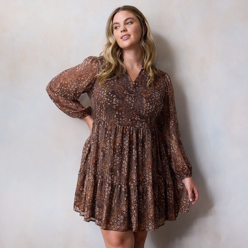 Plus Size LC Lauren Conrad Baby Doll Tiered Shirt Dress