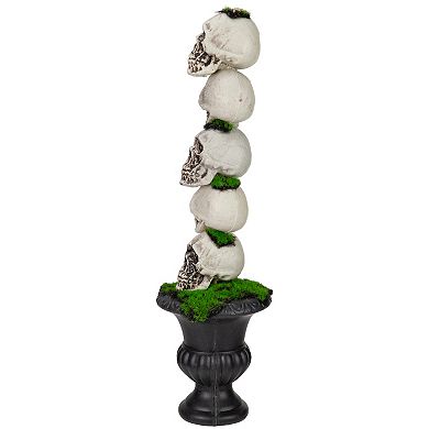Northlight 16" Skull Tower Topiary in Urn Halloween Decoration