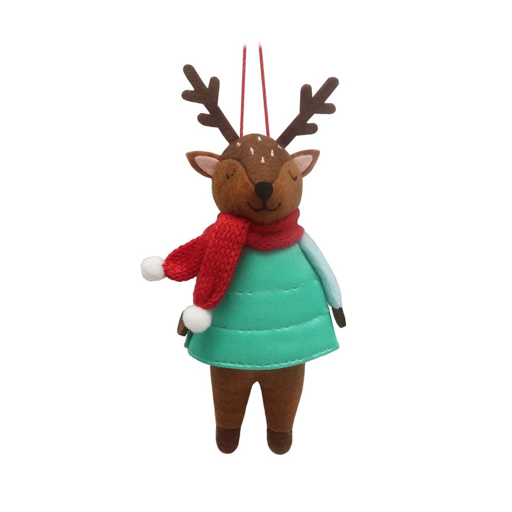 St. Nicholas Square® Plush Deer with Red Scarf Christmas Ornament