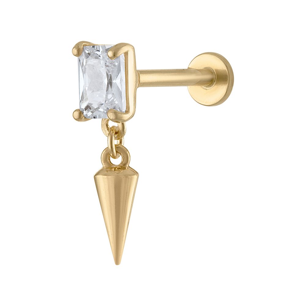 Amella Jewels 14k Gold Cubic Zirconia Dangle Spike Internally Threaded ...