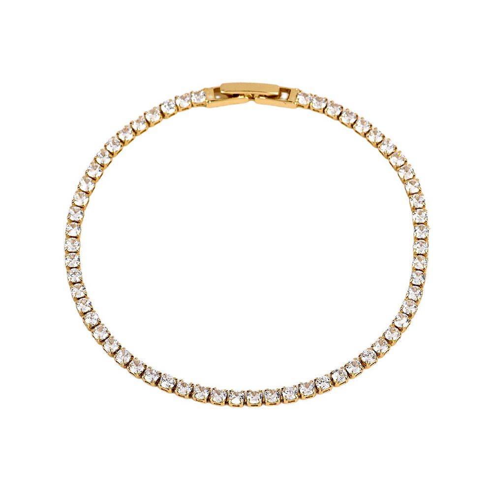 Danecraft Cubic Zirconia Fold-Over Closure Tennis Bracelet