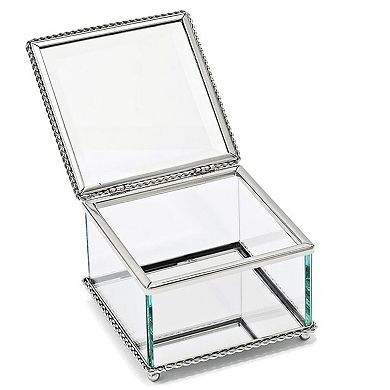 3.75" Square Glass Box With Hinged Lid