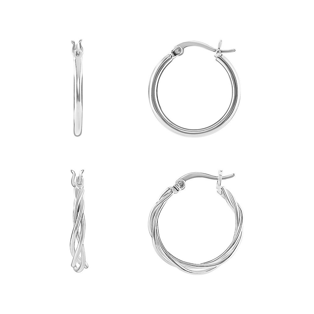 PRIMROSE 2-Pair Polished Hoop Earring Set
