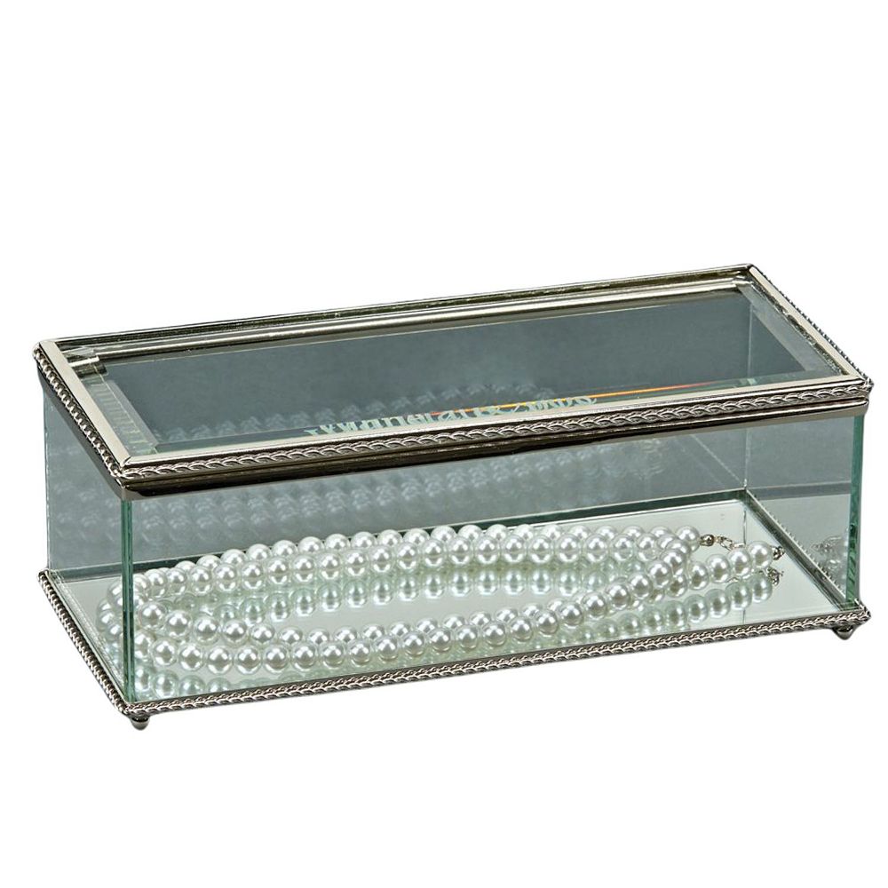 8" Rectangular Glass Box With Hinged Lid