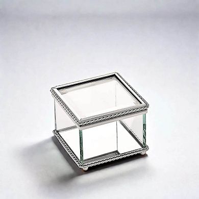 3.25" Square Glass Box With Hinged Lid