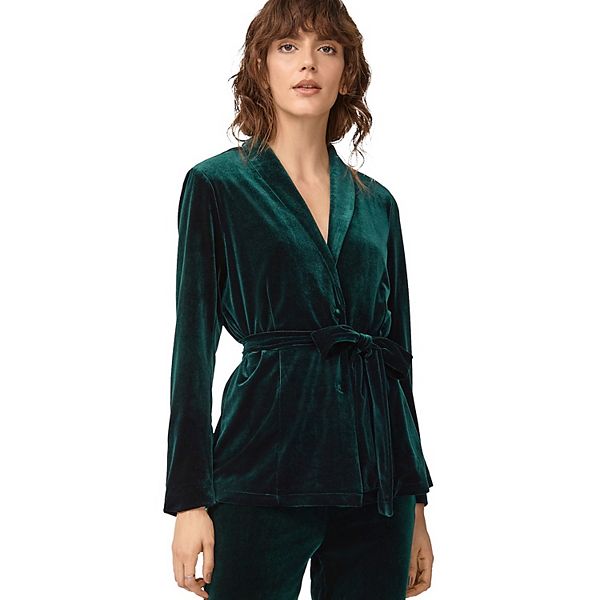 Ellos Women's Plus Size Velvet Belted Blazer