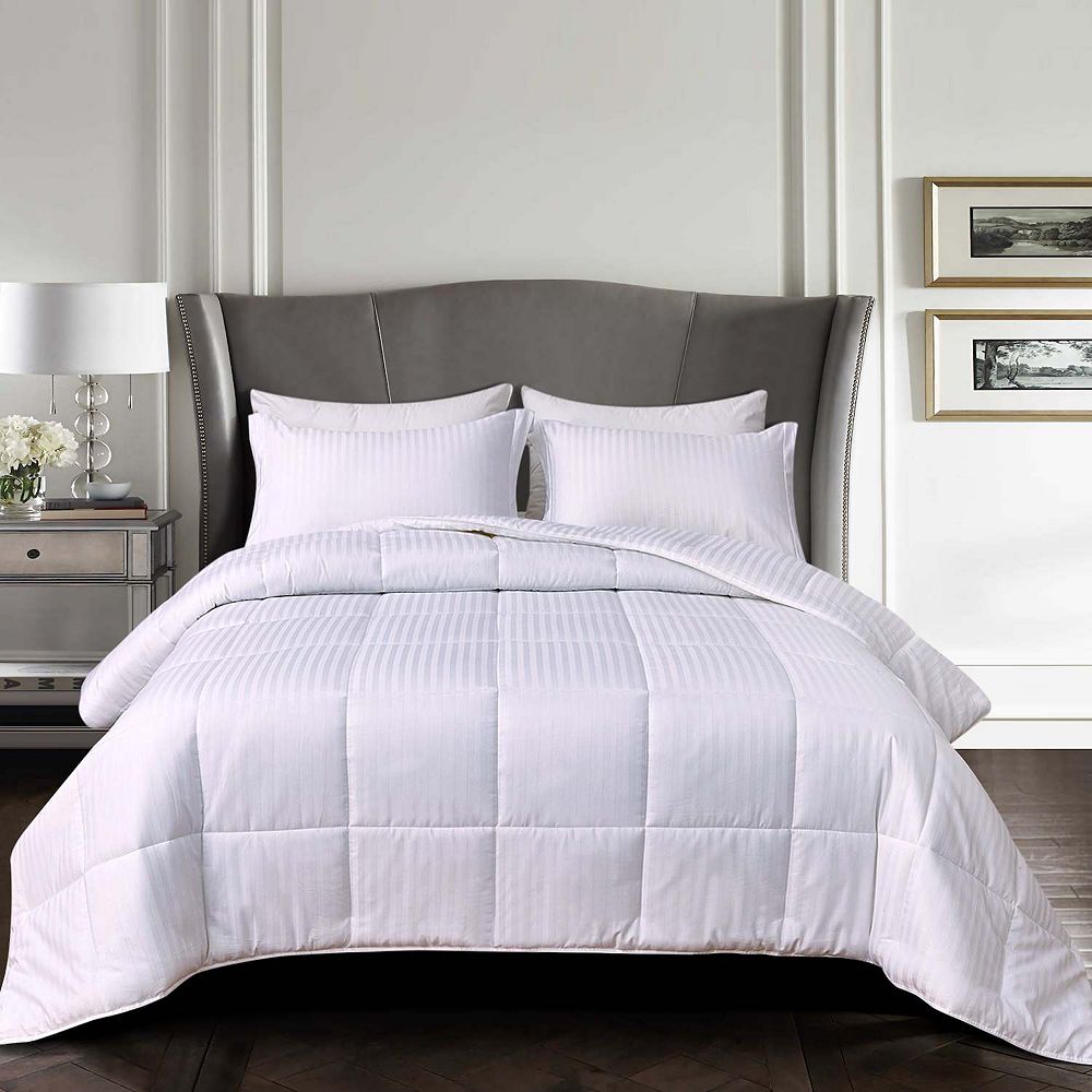 Elegant Comfort 3-pc Stripe 100% Cotton Comforter Set - Box Stitched ...