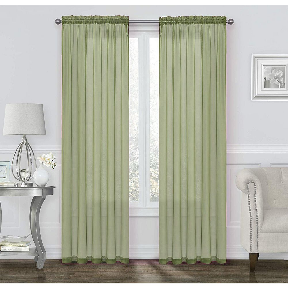Kate Aurora Basic 2 Pack Sheer Voile Home Window Curtains