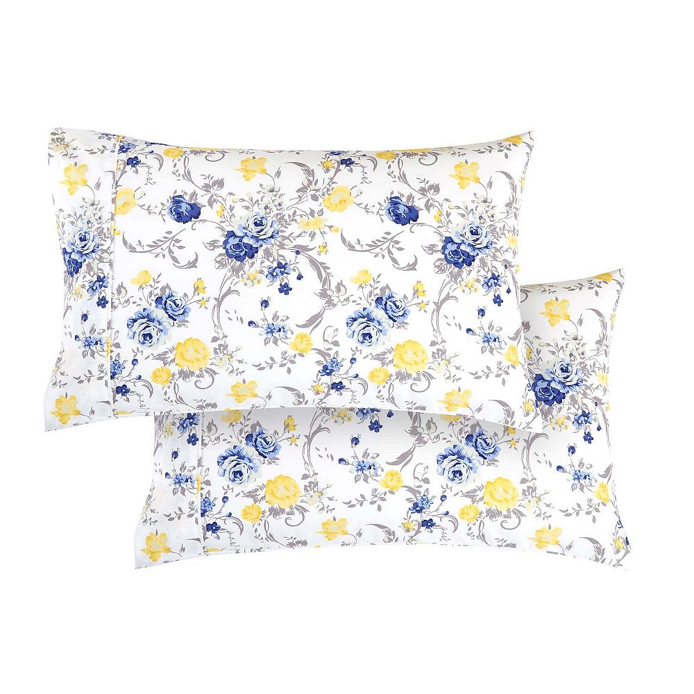 Elegant Comfort Luxury Soft Set Of 2 Floral Pattern Pillowcases