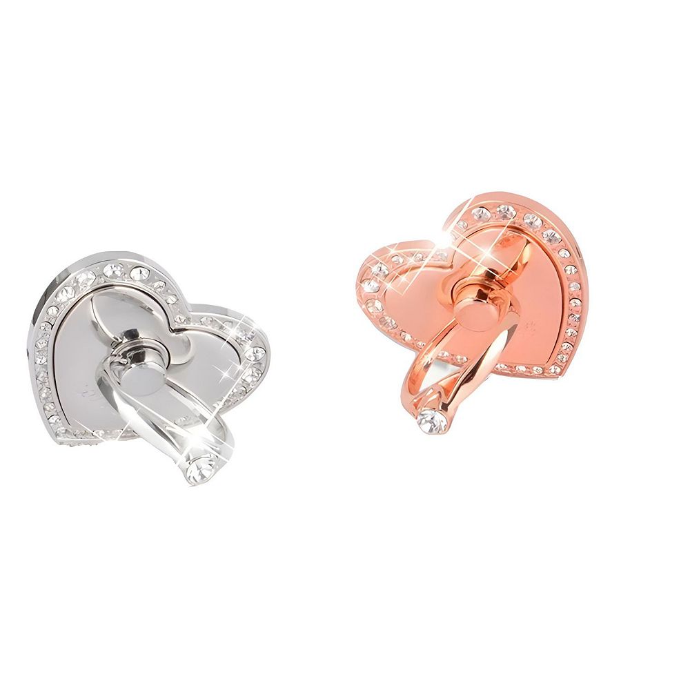 2-piece Heart Of Love 360° Rotating Finger Ring Stand