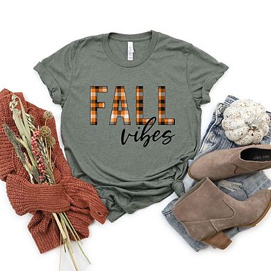 Fall Vibes Plaid Short Sleeve Graphic Tee