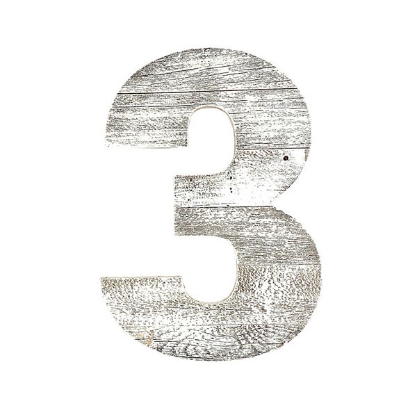 Rustic Large 16 In. Decorative Monogram Wood Number (#3)