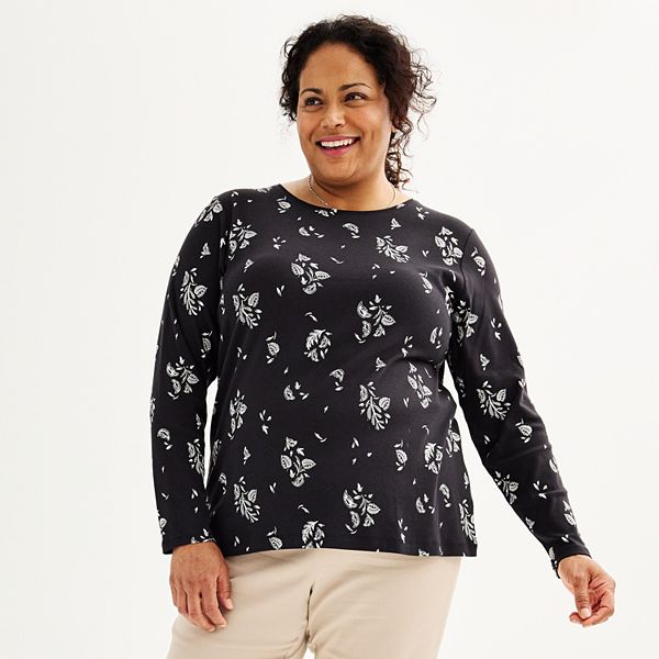 Plus Size Croft & Barrow® Essential Crewneck Long Sleeve Tee