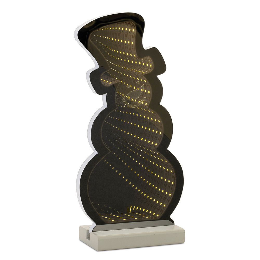 Melrose Light-Up Snowman Outline Infinity Mirror Display 2-Piece Set