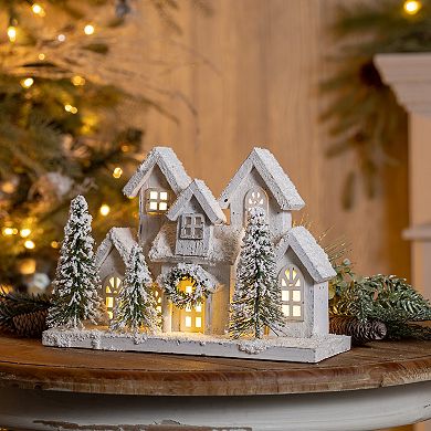 Melrose LED Flocked Holiday Village Table Decor