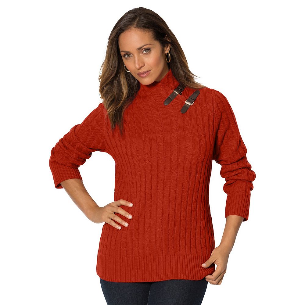 Jessica London Women's Plus Size Buckle-trim Turtleneck