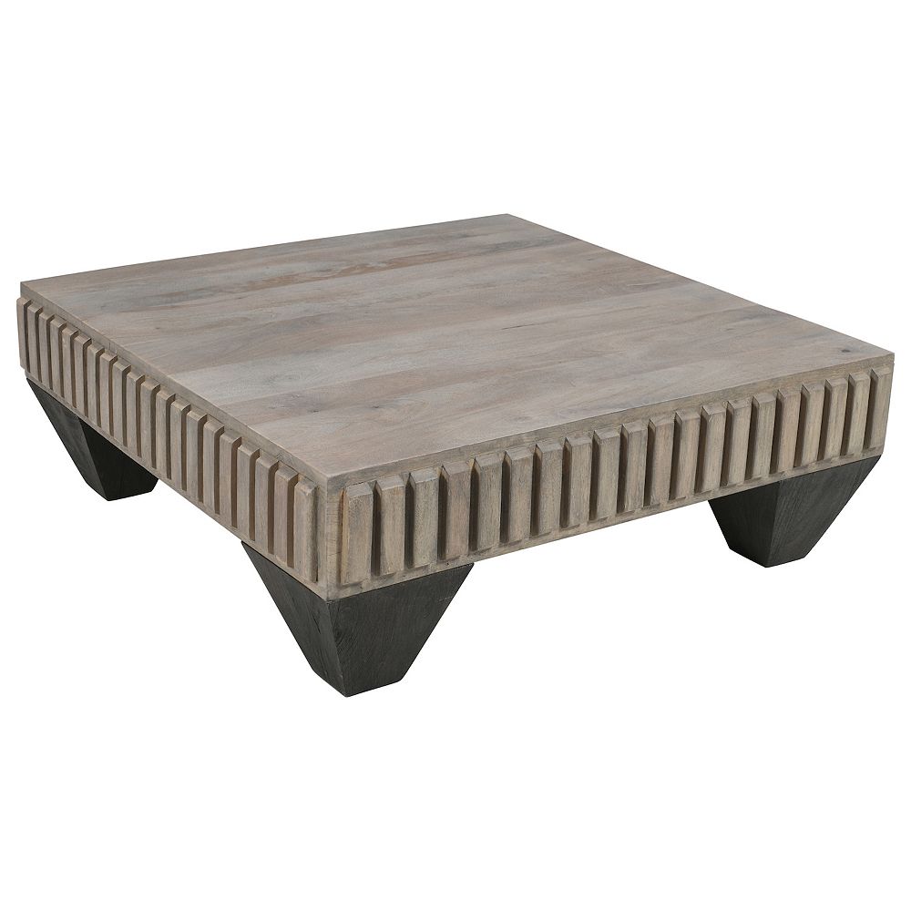 Tokyo Inspired Square Mango Wood Coffee Table, Handcrafted with Elegant ...