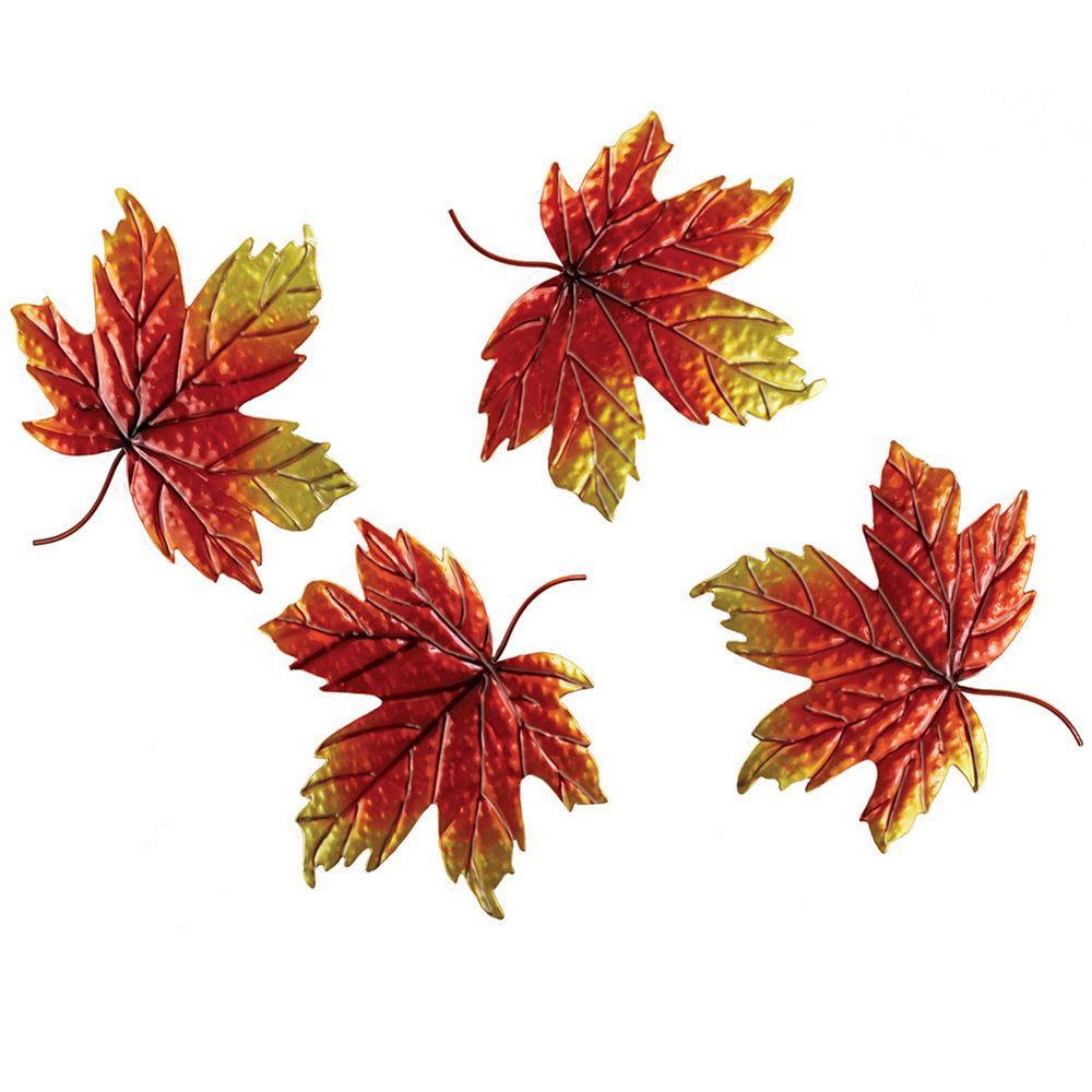 Collections Etc Metal Autumn Leaves Wall Decor - Set Of 4