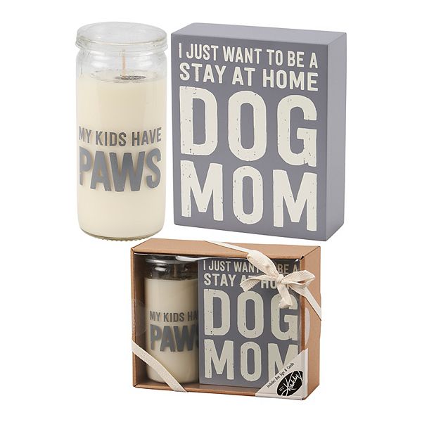 By Kathy Dog Mom Box Sign Candle Set