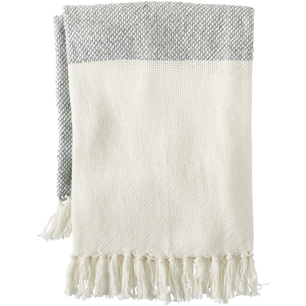 Lands End Colorblock Texture Throw Blanket