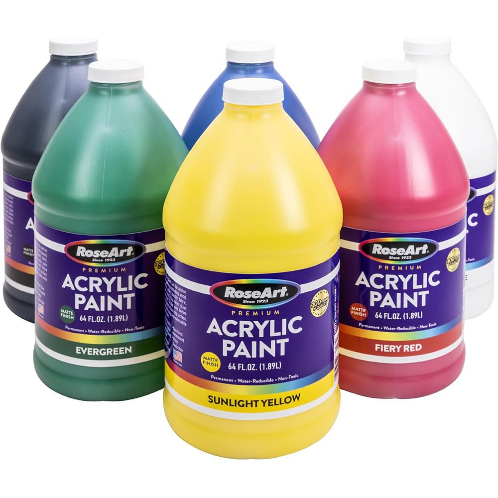 Cra-Z-Art RoseArt Premium Acrylic Non-Toxic Paint 6-Bottle Classroom ...