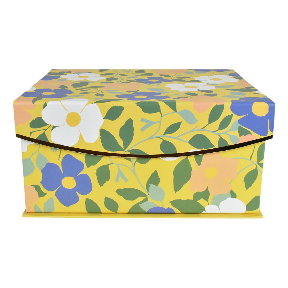 Celebrate Together Small Yellow Floral Hinged Paper Storage Box