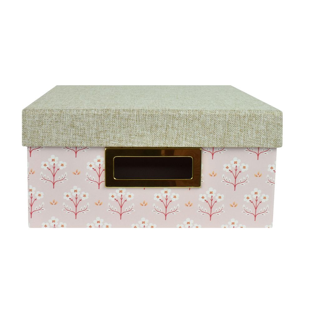Celebrate Together Small Pink Block Print Hinged Paper Storage Box