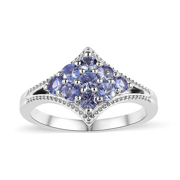 Sterling Silver Tanzanite Cluster Ring