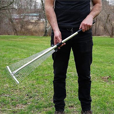 Kings County Tools Adjustable Garden & Leaf Rake with Collapsing Tines ...
