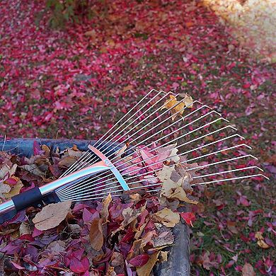 Kings County Tools Adjustable Garden & Leaf Rake with Collapsing Tines ...