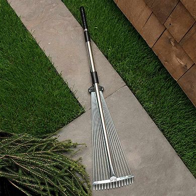 Kings County Tools Adjustable Garden & Leaf Rake with Collapsing Tines ...