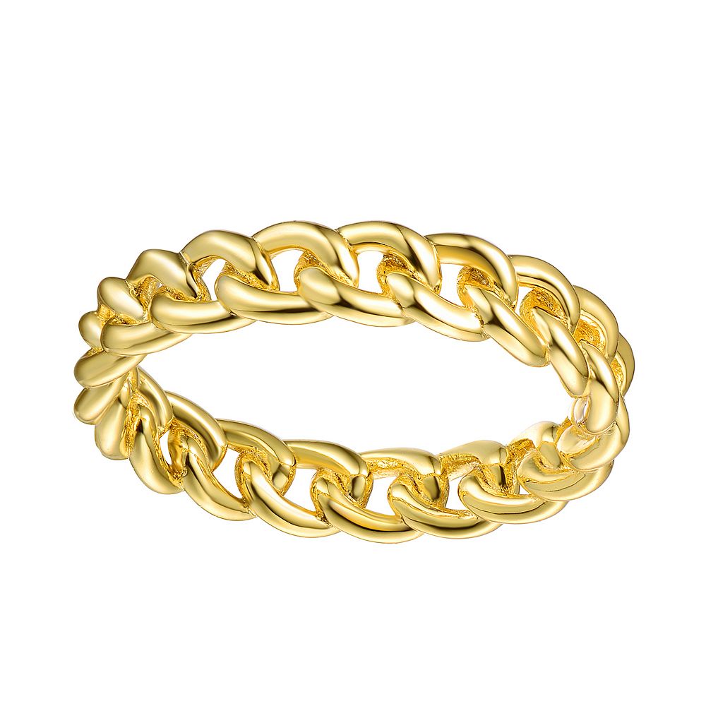 14k Gold over Sterling Silver Chain Band Ring