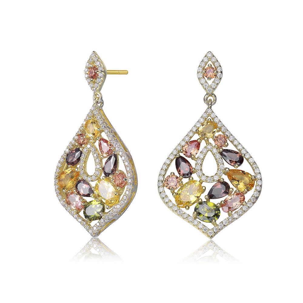 18k Gold over Sterling Silver Multi-Colored Cubic Zirconia Accent ...