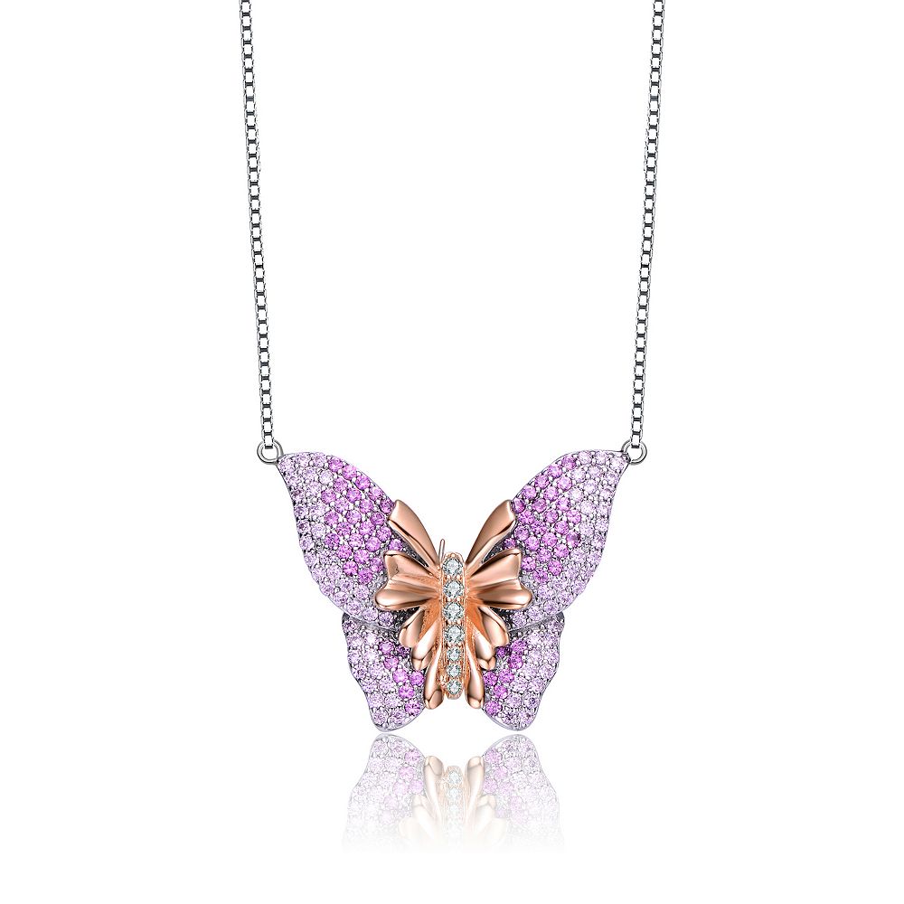 Sterling Silver Cubic Zirconia Butterfly Necklace