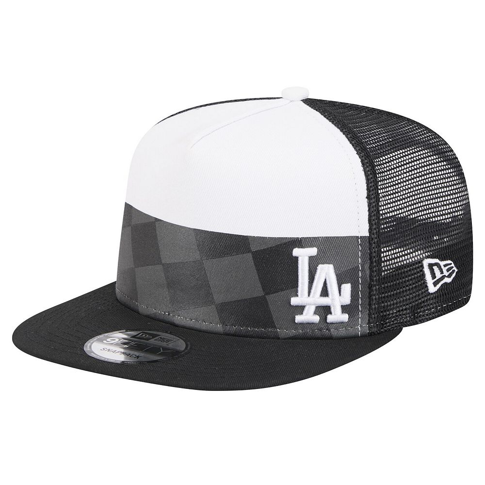 Men's New Era Black Los Angeles Dodgers Checkmate Trucker 9FIFTY ...