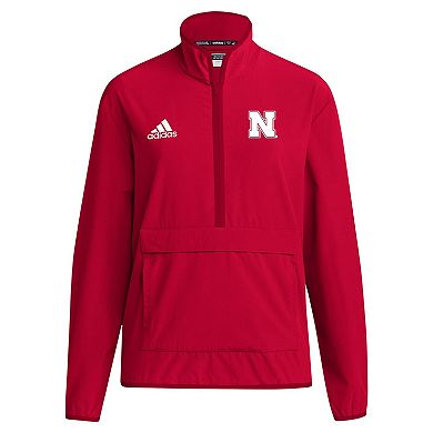 Men's adidas Scarlet Nebraska Huskers Coaches Sideline Half-Zip Jacket