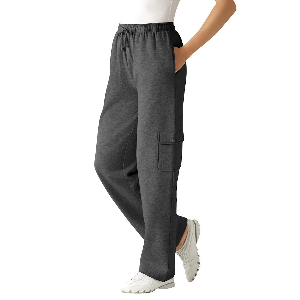 Woman Within Plus Size Petite Better-Fleece Pull-On Cargo Sweatpants